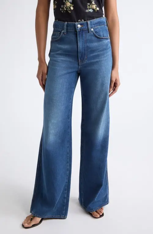 Veronica Beard Kasey Mid Rise Wide Leg Jeans - Bright Blue