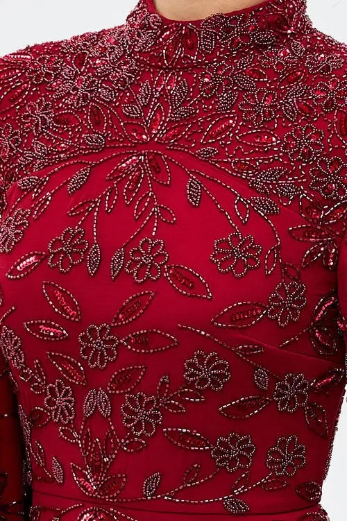 MARYISA Modest Embellished Sequins High Neck Gown