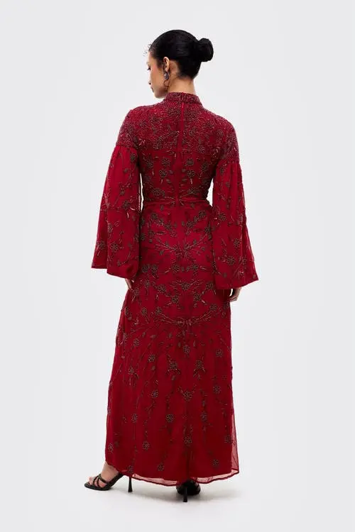 MARYISA Modest Embellished Sequins High Neck Gown