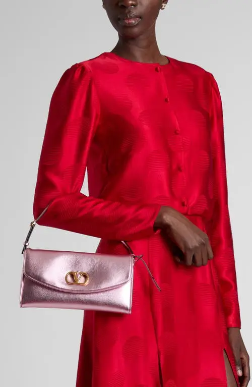 Valentino Garavani Small Devain Metallic Leather Shoulder Bag