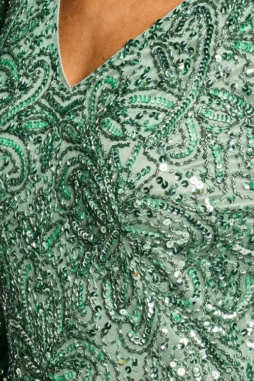 BEAUUT Embellished Sequins Net Gown