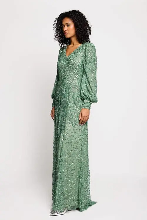 BEAUUT Embellished Sequins Net Gown