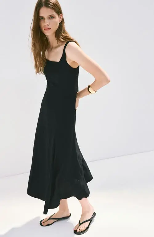 Mango Crinkled A-line Dress - Black