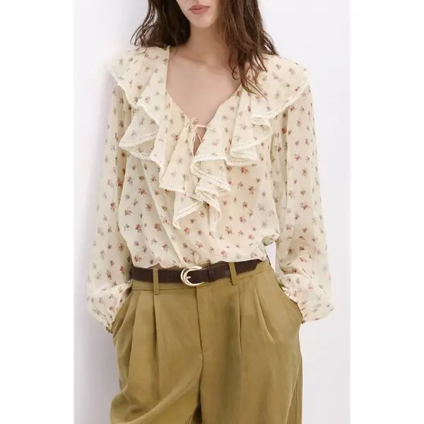 Mango Ruffled Floral Top