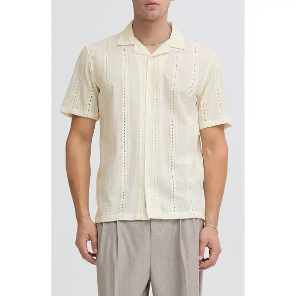 CASUAL FRIDAY Gradey Embroidered Eyelet Camp Shirt