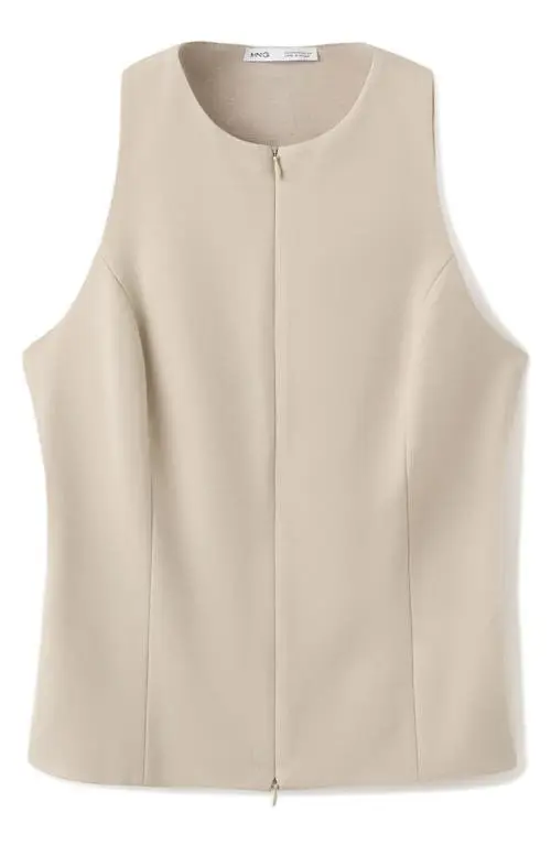 Mango Fitted Zip Vest - Sand