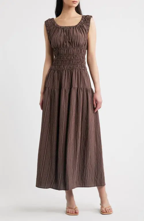 Rails Anastasia Shirred Sleeveless Maxi Dress - Chicory Stripe