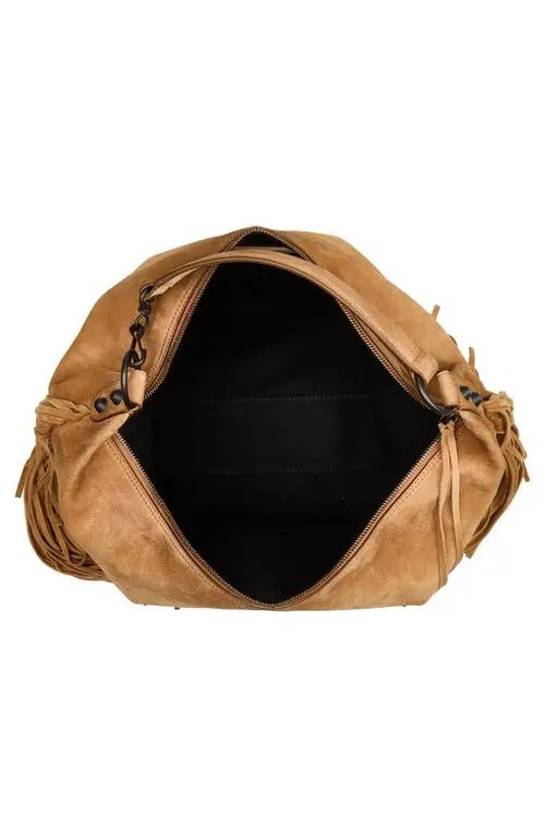 Balenciaga Medium Le City Fringe Suede Hobo Bag - 2533 Camel