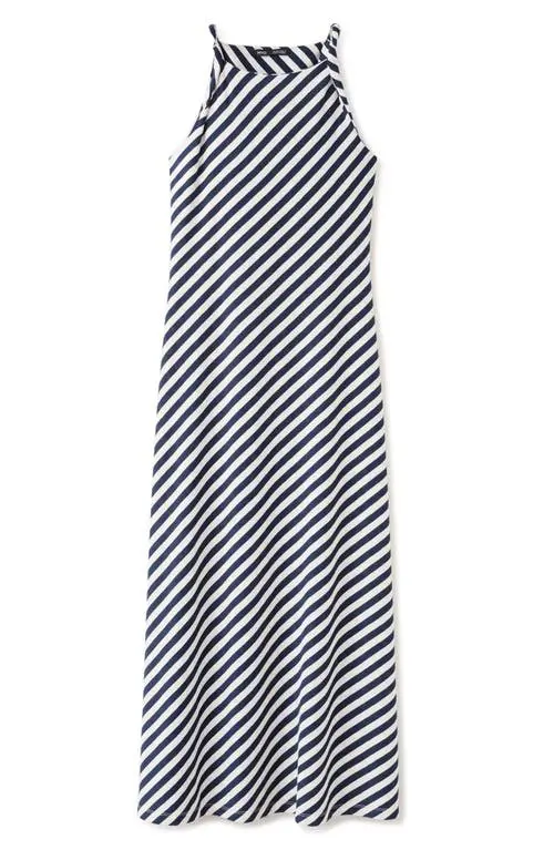 Mango Striped Draped Neck Knit Midi Dress