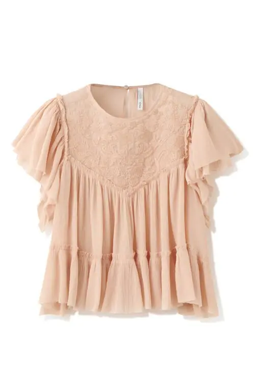 Mango Ruffled Embroidered Blouse
