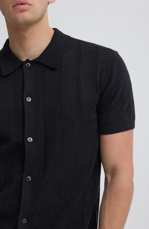 CASUAL FRIDAY Short Sleeve Cotton Cardigan Sweater With Point Collar
