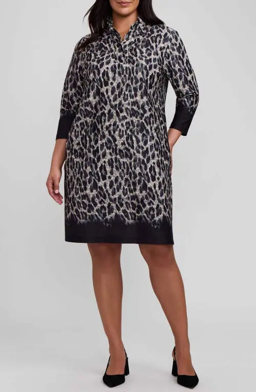 Foxcroft Tammy Cheetah Print Shirtdress - Black/multi