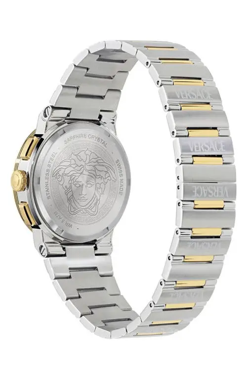 Versace Greca Logo Chronograph Bracelet Watch - Ip Two Tone
