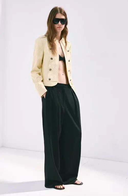 Mango Pinstripe Button Front Jacket