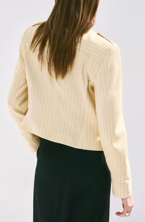Mango Pinstripe Button Front Jacket