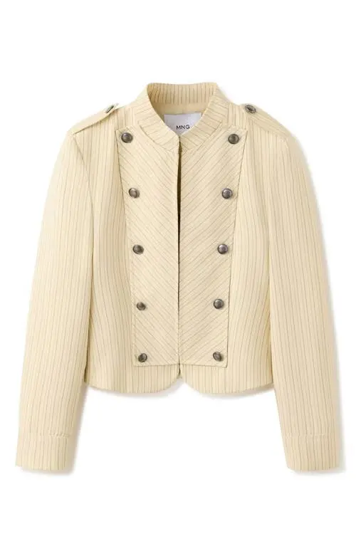Mango Pinstripe Button Front Jacket