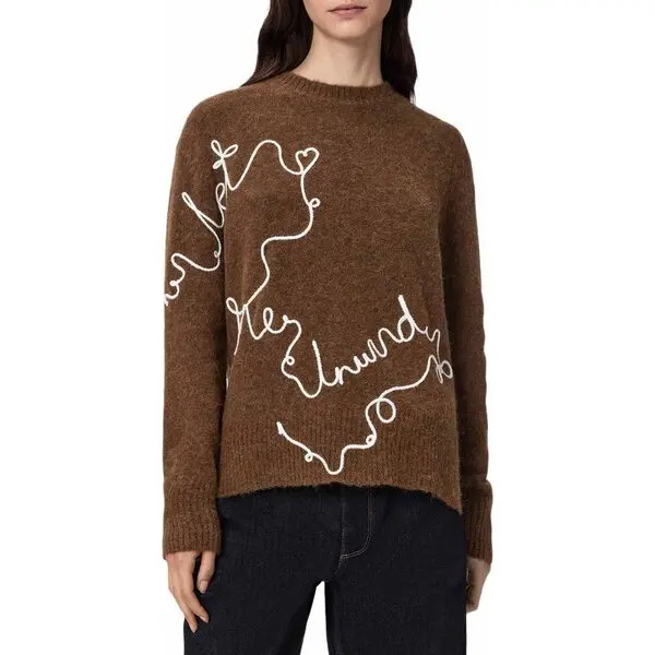 ALLSAINTS Unwind Jumper Crewneck Sweater - Caramel Brown