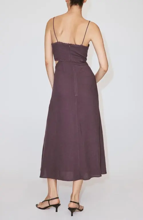 Mango Embroidered Beaded Linen Blend Dress