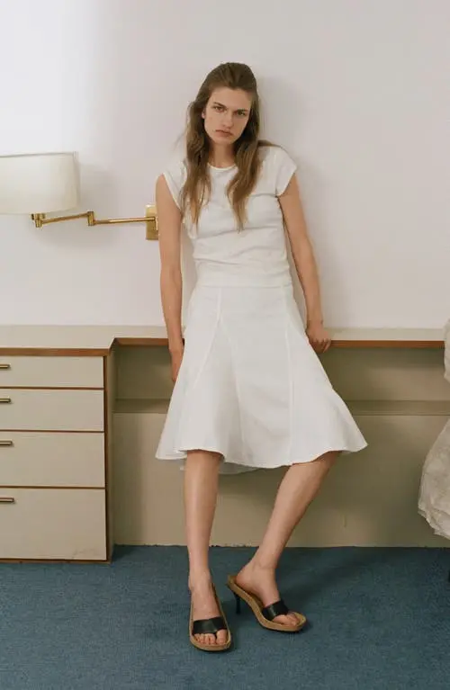 Mango Godet Cotton Midi Skirt