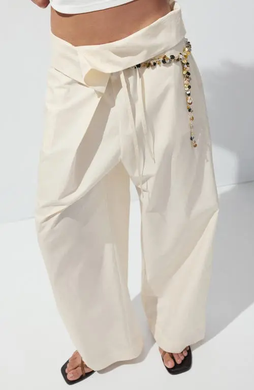 Mango Asymmetric Waist Straight Leg Cotton Pants