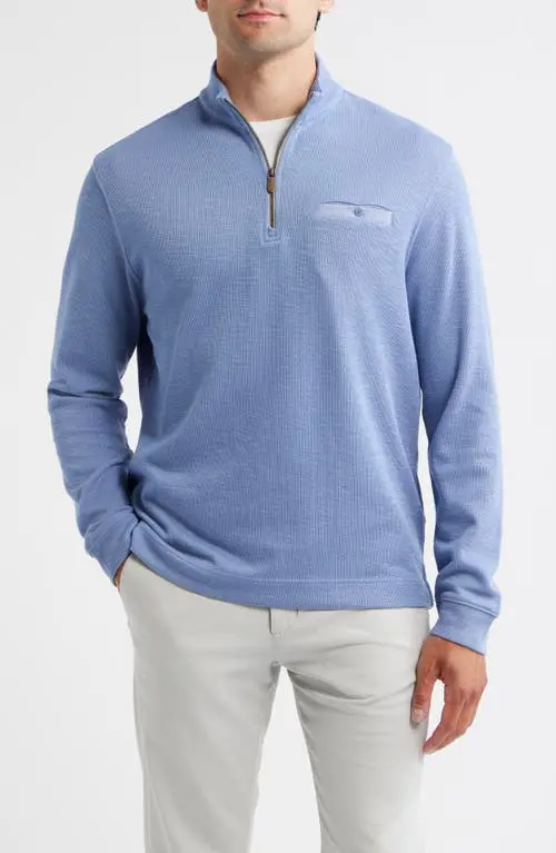 Johnnie-o Flame Stitch Quarter Zip Pullover - Cloudburst