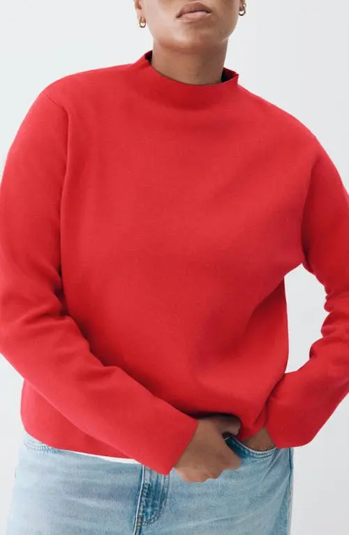 Mango Mock Neck Fine Knit Sweater - Red