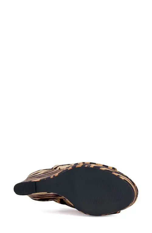 AZALEA WANG Platform Wedge Sandals With Tiger Print
