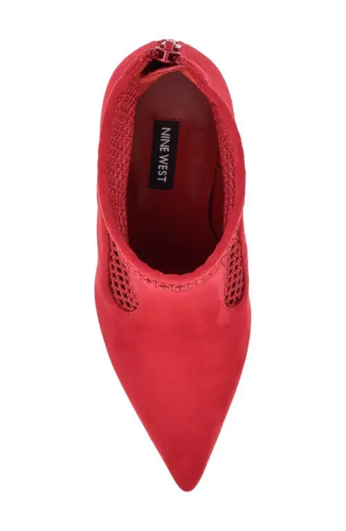 Nine West Goane Fishnet Pointed Toe Ankle Bootie - Med Red