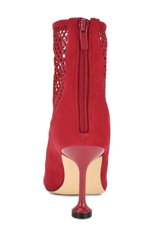 Nine West Goane Fishnet Pointed Toe Ankle Bootie - Med Red