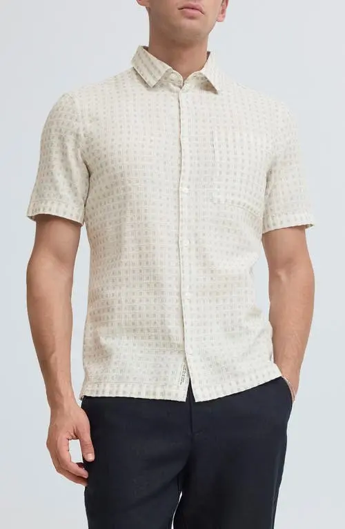 CASUAL FRIDAY Dobby Checked Short Sleeve Cotton Shirt