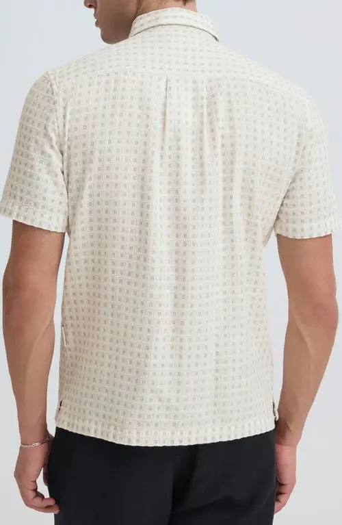 CASUAL FRIDAY Dobby Checked Short Sleeve Cotton Shirt