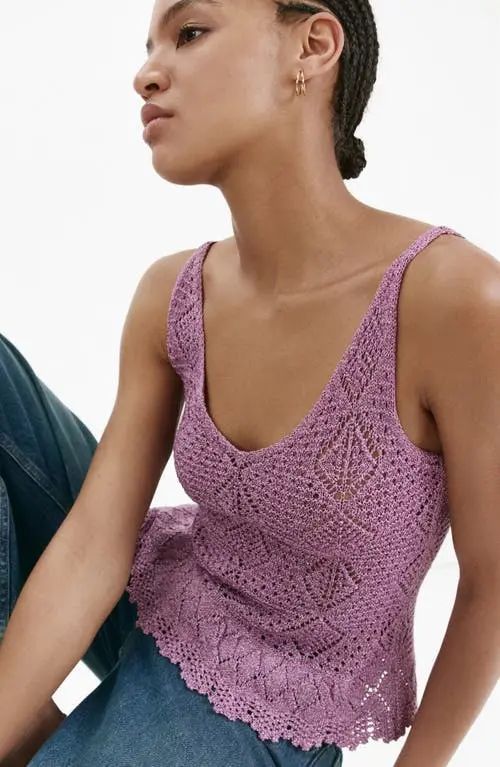 Mango Crochet V-neck Top