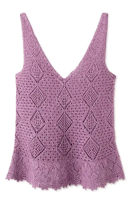 Mango Crochet V-neck Top
