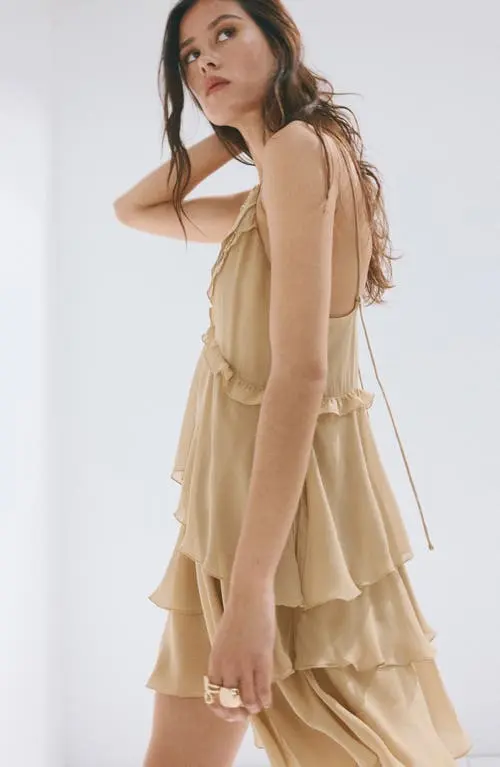 Mango Bead Detail Ruffle Sleeveless Dress
