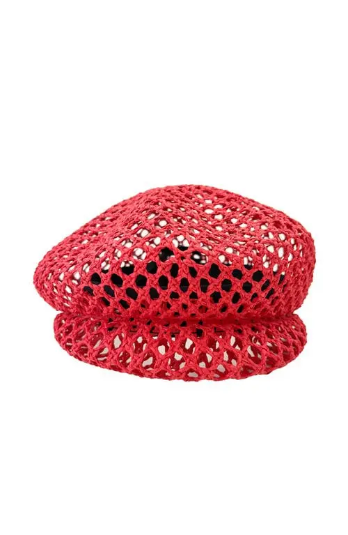 BINATA MILLINERY Ami Sculptural Mesh Straw Cap - Red