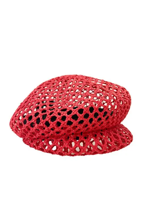BINATA MILLINERY Ami Sculptural Mesh Straw Cap - Red