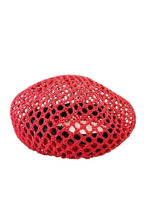 BINATA MILLINERY Ami Sculptural Mesh Straw Cap - Red