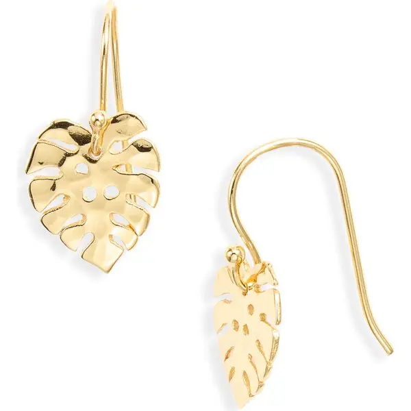 KIARA BY KI-ELE Manini Manoa Monstera Leaf Drop Earrings - Gold