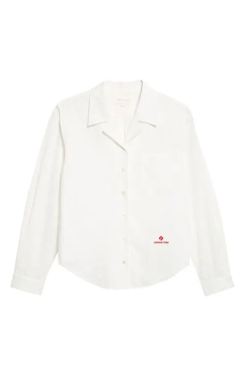 SHUSHU/TONG Open Collar Cotton Button-up Shirt - White