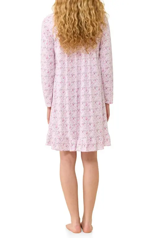 Eileen West Long Sleeve Nightgown With Lace Trim And Floral Print - White Daisy