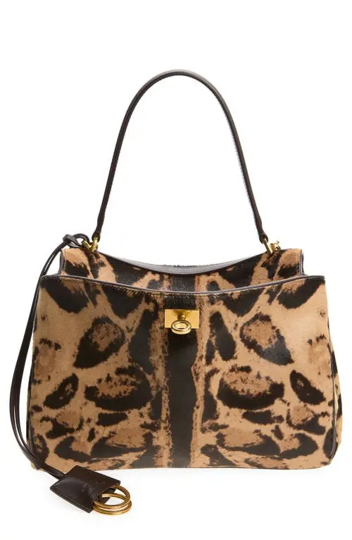 Balenciaga Small Rodeo Genuine Calf Hair Top Handle Bag - 9220 Natural/moka