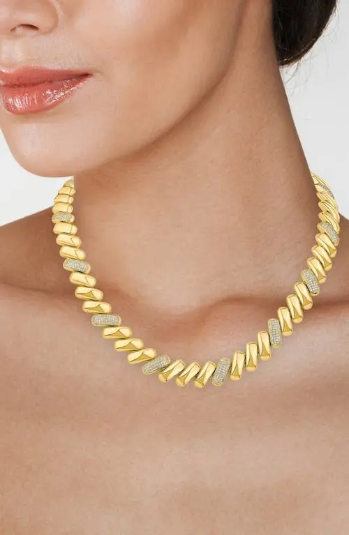 CZ BY KENNETH JAY LANE Alternating Pave Link Collar Necklace