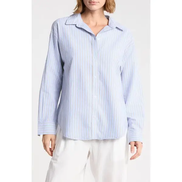 BEACHLUNCHLOUNGE Oversize Cotton Button-up Shirt - Campus Blue
