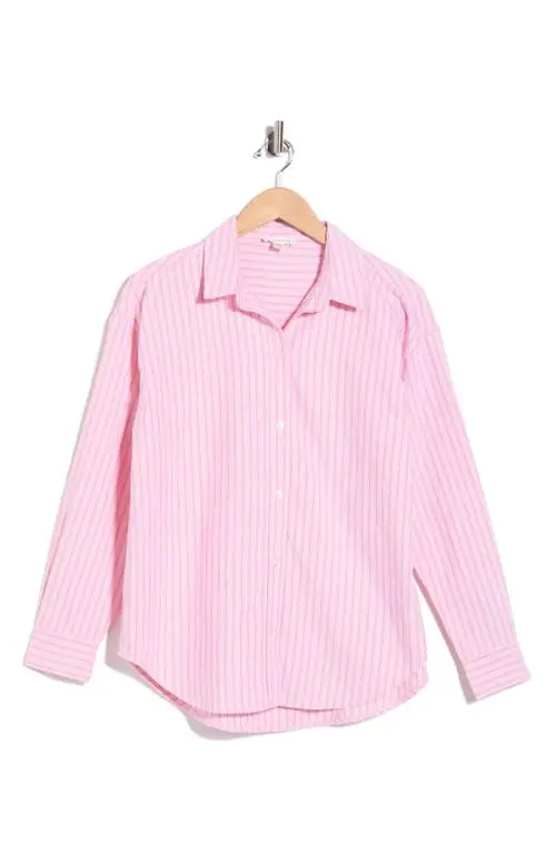 BEACHLUNCHLOUNGE Cidney Oversize Cotton Button-up Shirt - Pink Fluff