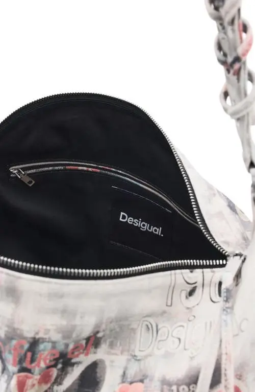 Desigual Large Printed Denim Tote Bag
