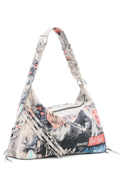 Desigual Large Printed Denim Tote Bag