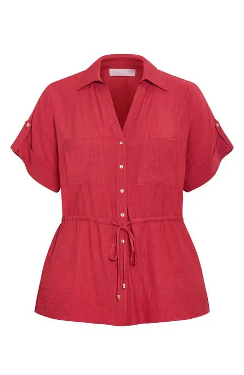 City Chic Aria Button-up Peplum Shirt
