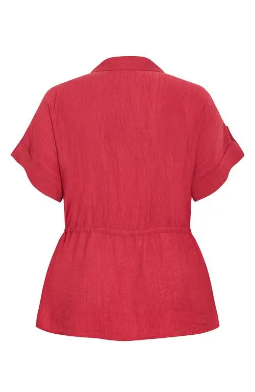 City Chic Aria Button-up Peplum Shirt