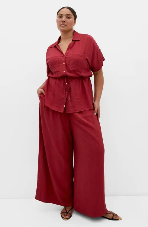 City Chic Aria Button-up Peplum Shirt