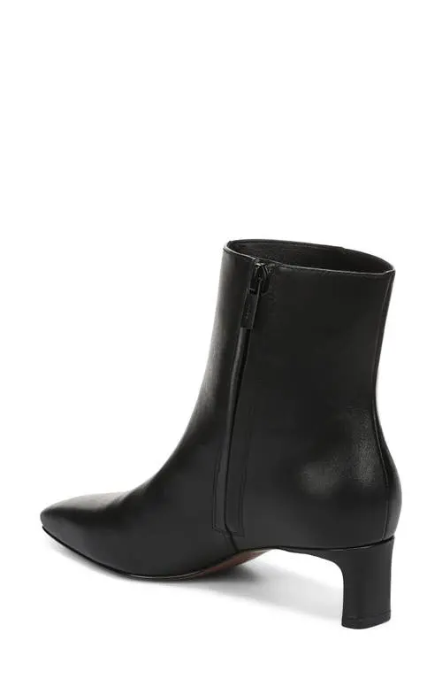 Vince Lilith Leather Bootie With Squared Toe And Side Zip - Black